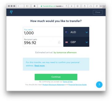 Using Transferwise for foreign currency transfers with a credit card