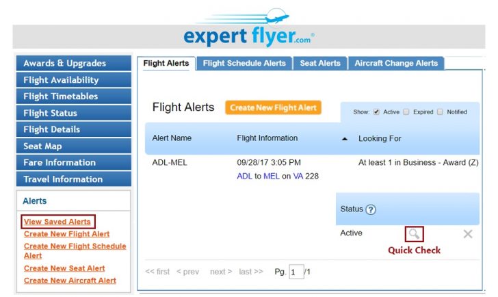 How to use ExpertFlyer alerts to find award seats & upgrades - Point Hacks