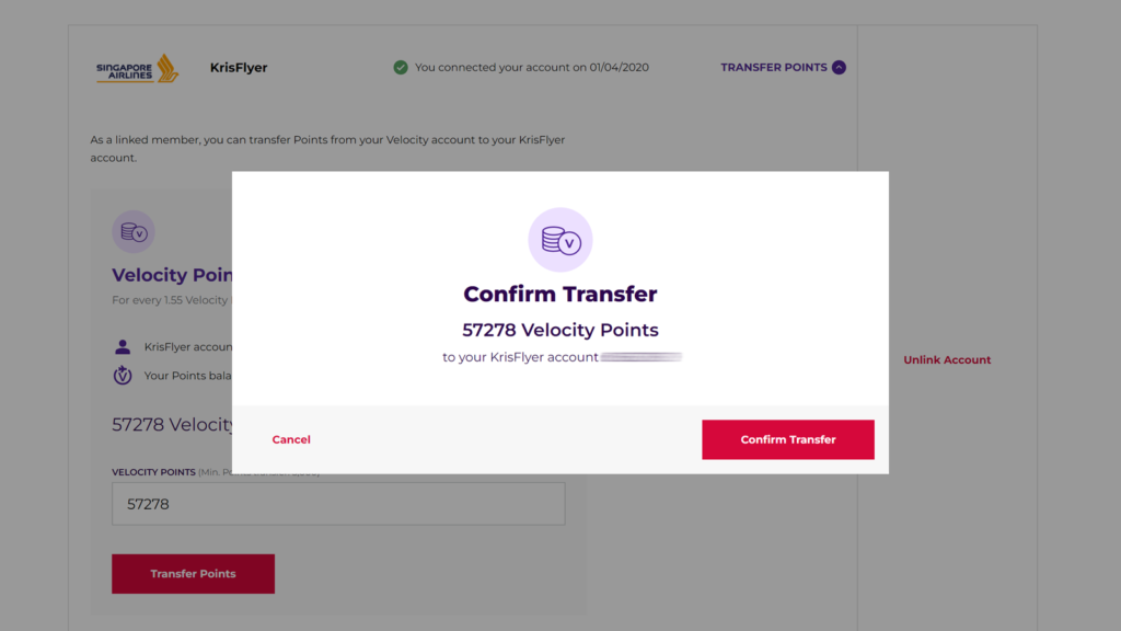 How to transfer Velocity Points to KrisFlyer - Point Hacks