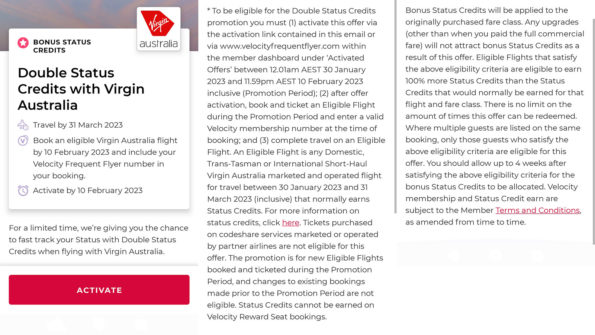 The latest Velocity Frequent Flyer status offers - Point Hacks