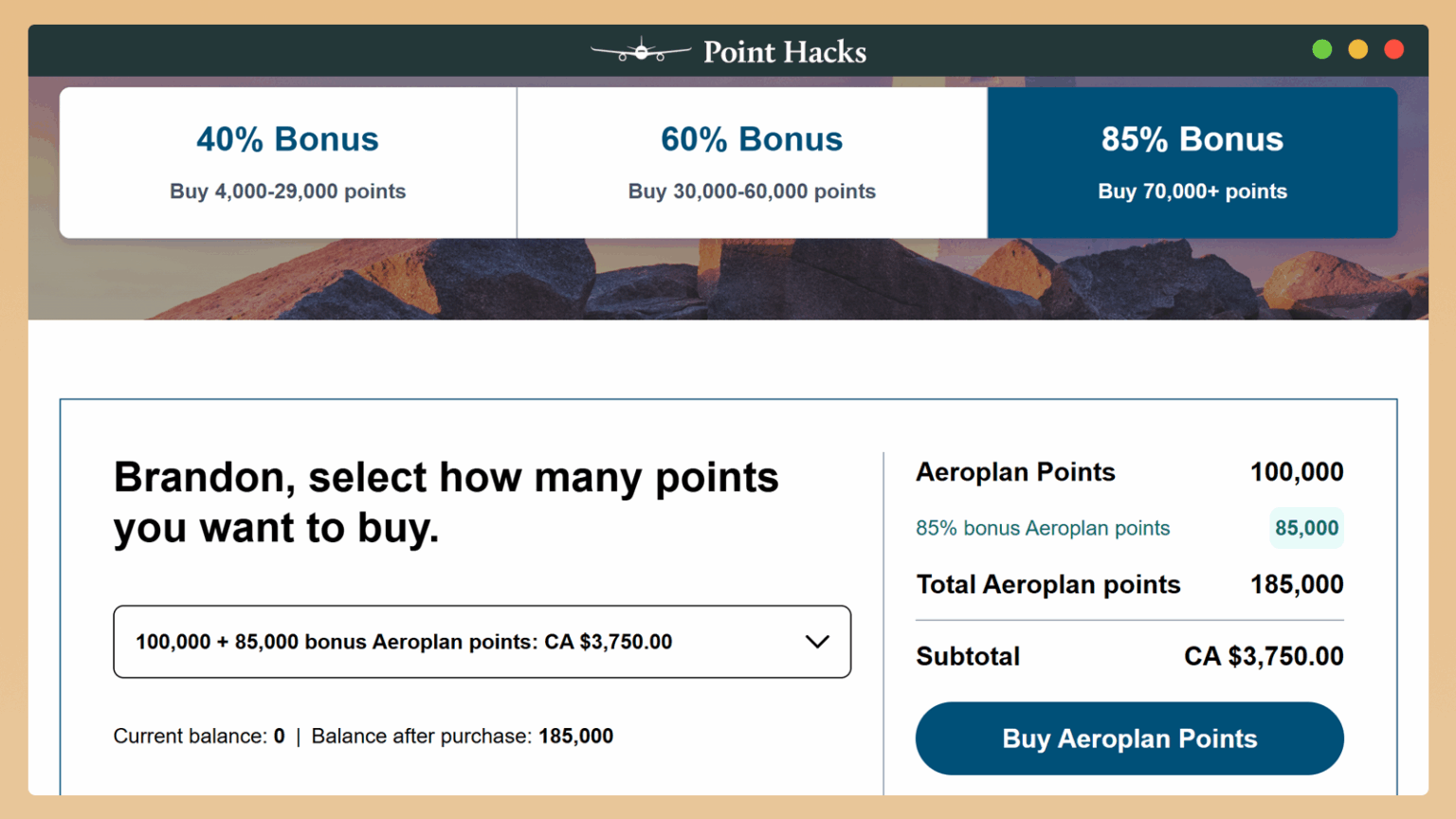 The latest promotions with buying Aeroplan Points - Point Hacks
