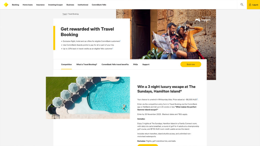 Your guide to Travel Booking via the CommBank app - Point Hacks